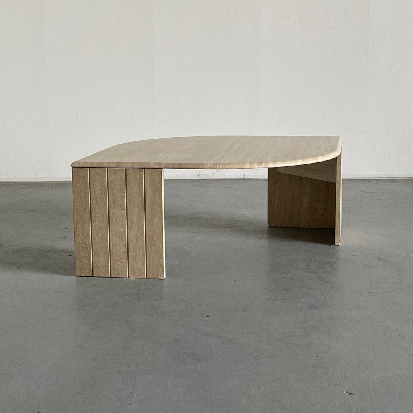 French Teardrop Travertine Coffee Table in the Style of Roche Bobois, – Cherry Cargo