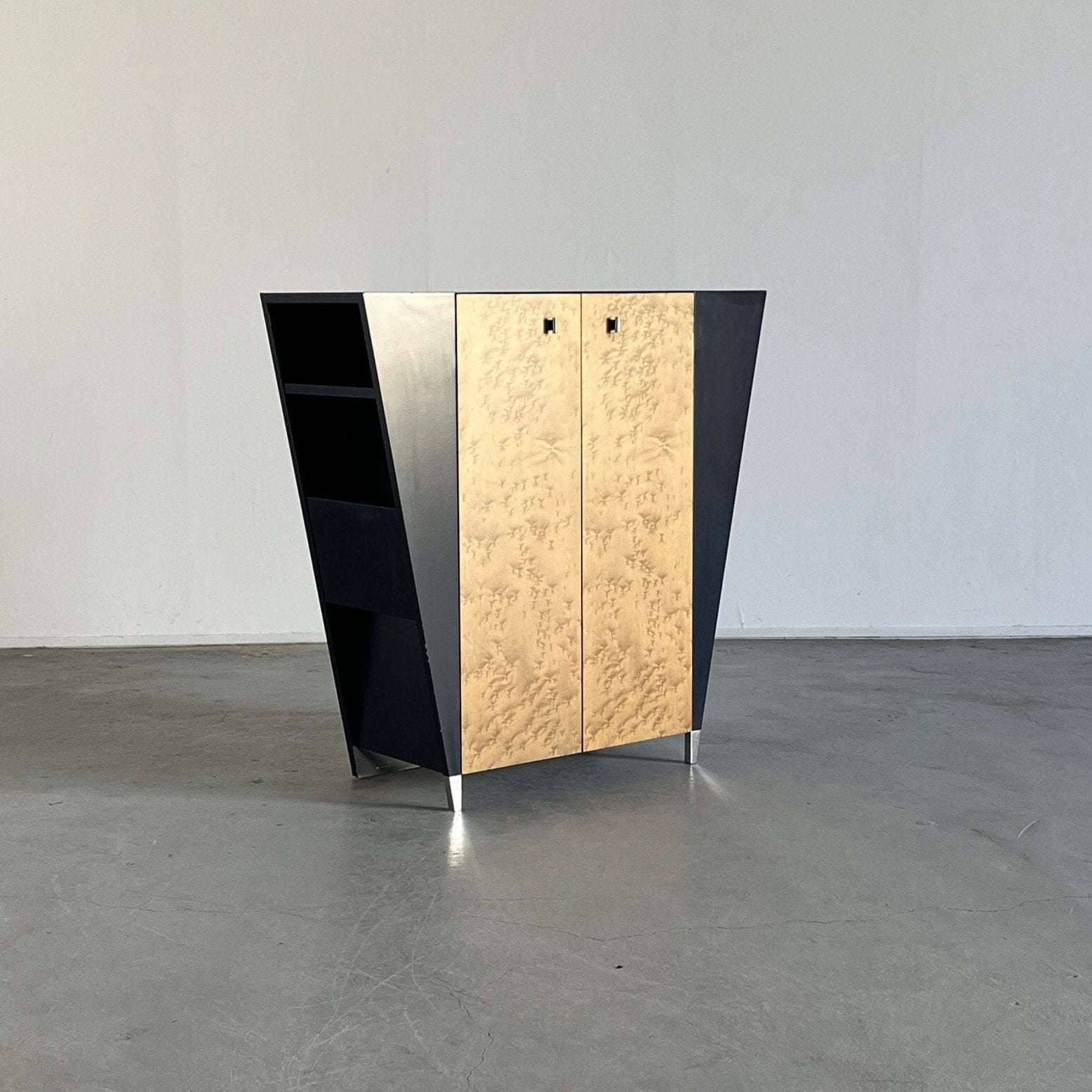 Memphis Storage Cabinet in Wood and Burlwood Veneer by Schonbuch, 1980 ...